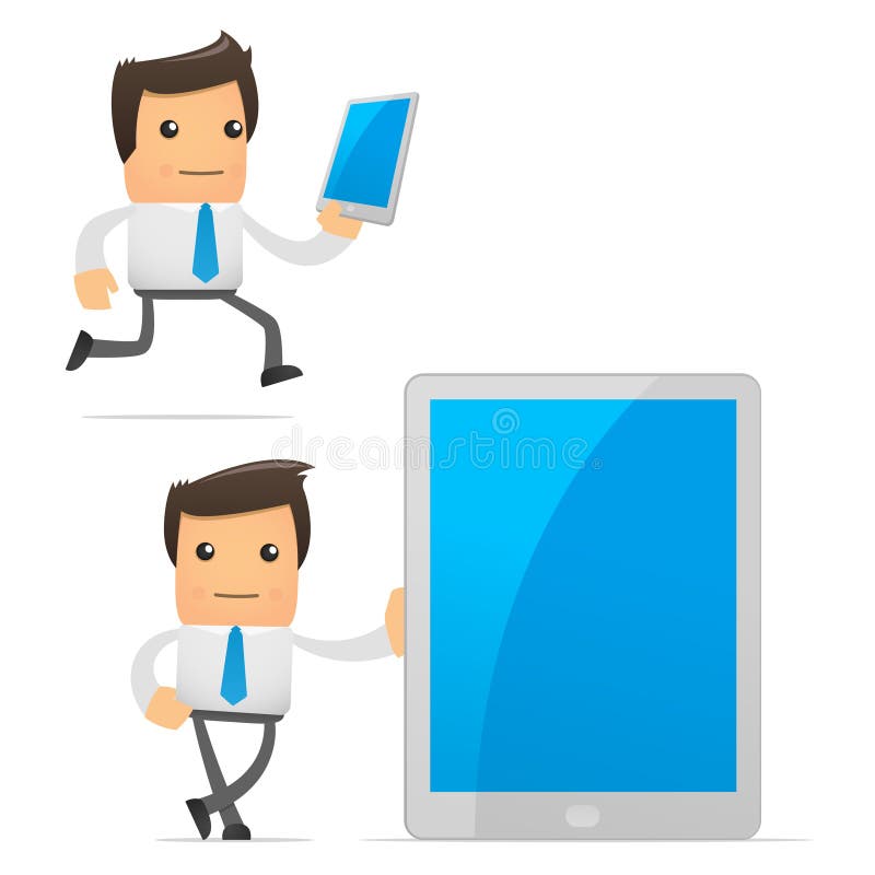 Set of Funny Cartoon Manager Stock Vector - Illustration of horizontal ...