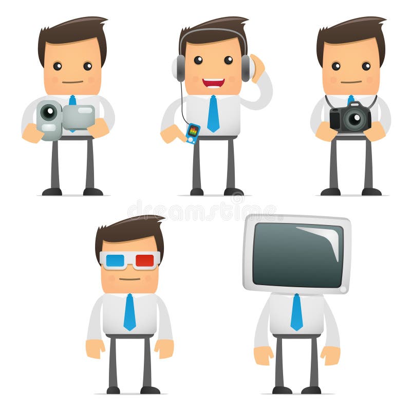 Set of Funny Cartoon Businesswoman Stock Vector - Illustration of comic ...