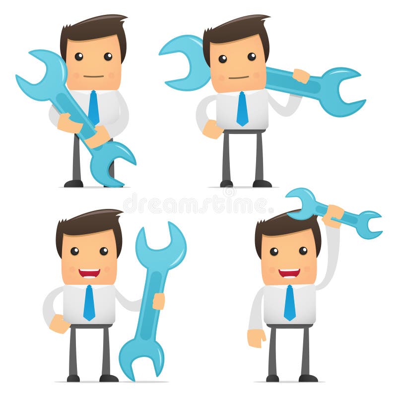 Set of Funny Cartoon Manager Stock Vector - Illustration of ...