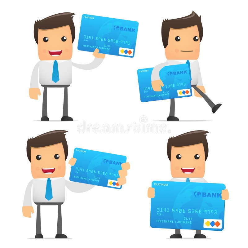 Set of Funny Cartoon Manager Stock Vector - Illustration of caucasian ...