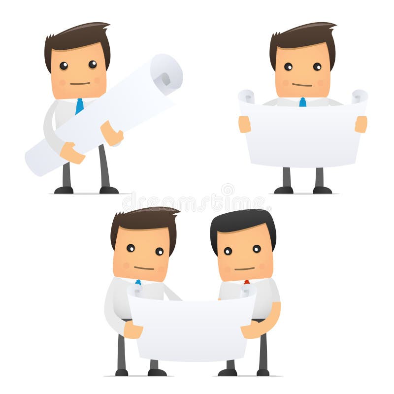 Set of Funny Cartoon Manager Stock Vector - Illustration of inspiration ...