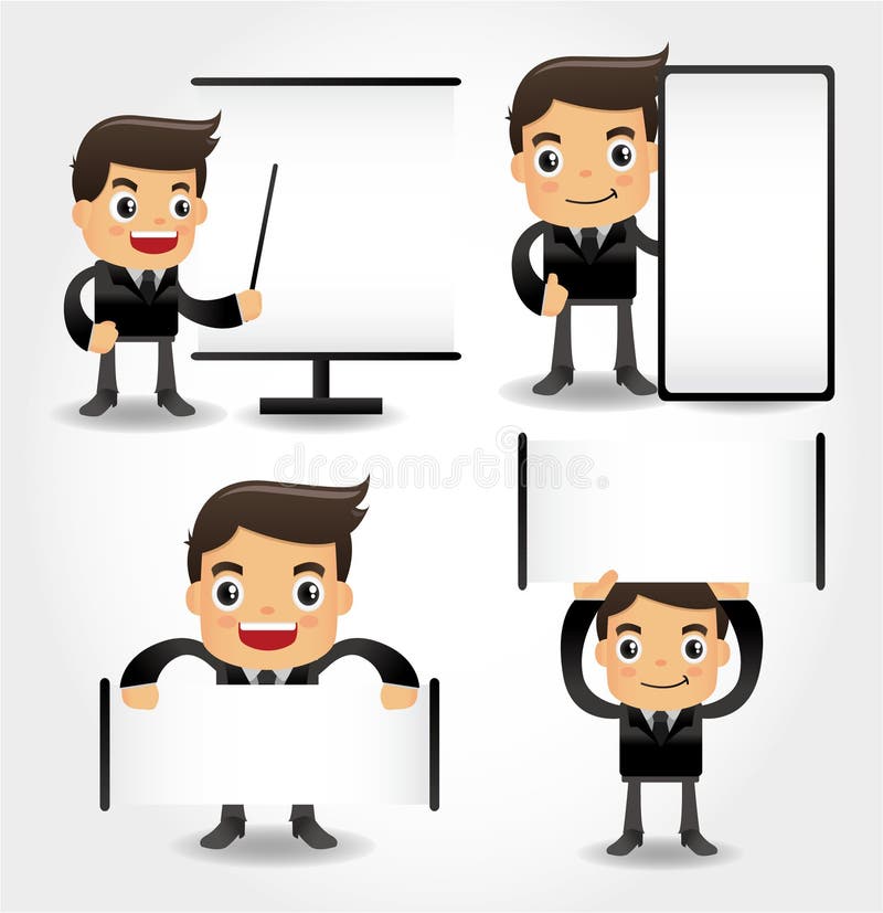 Set of Funny Cartoon Office Worker Icon Stock Vector - Illustration of ...