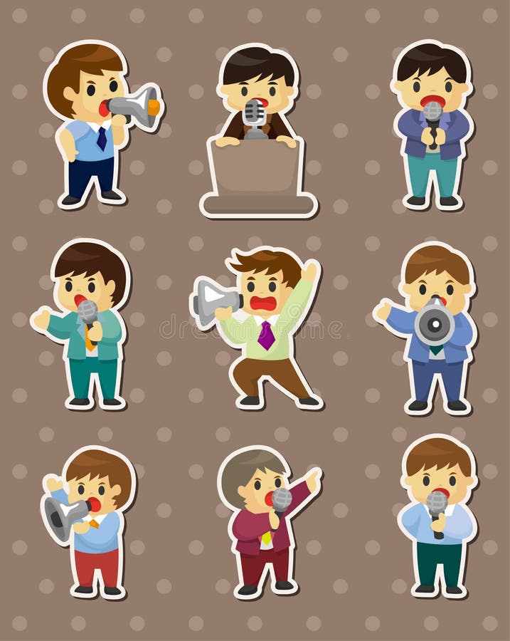 Set of Funny Cartoon Office Worker Talk Stock Vector - Illustration of ...