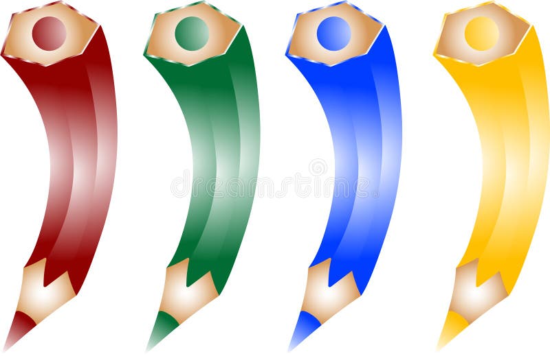 Set Of Funny Cartoon Pencils Isolated In White Stock Vector ...