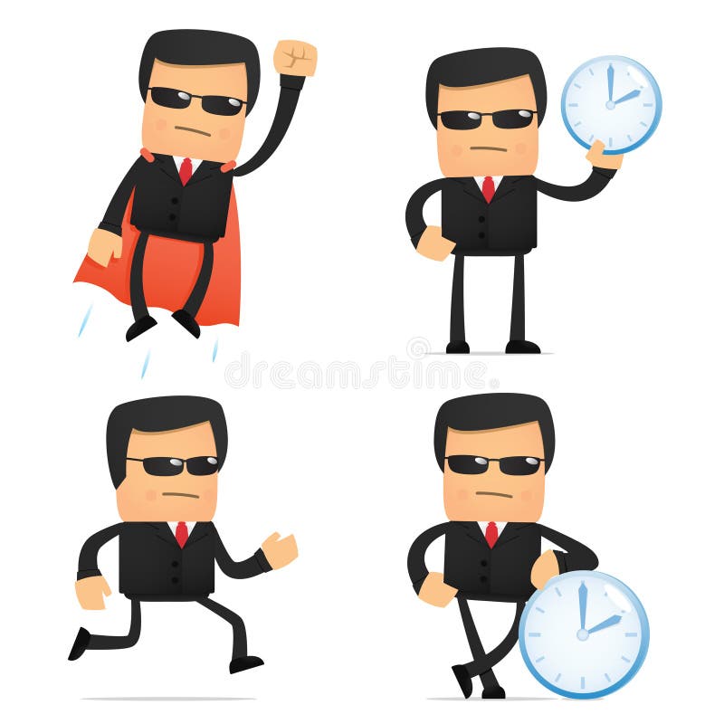 Set of Funny Cartoon Security Stock Vector - Illustration of adult ...