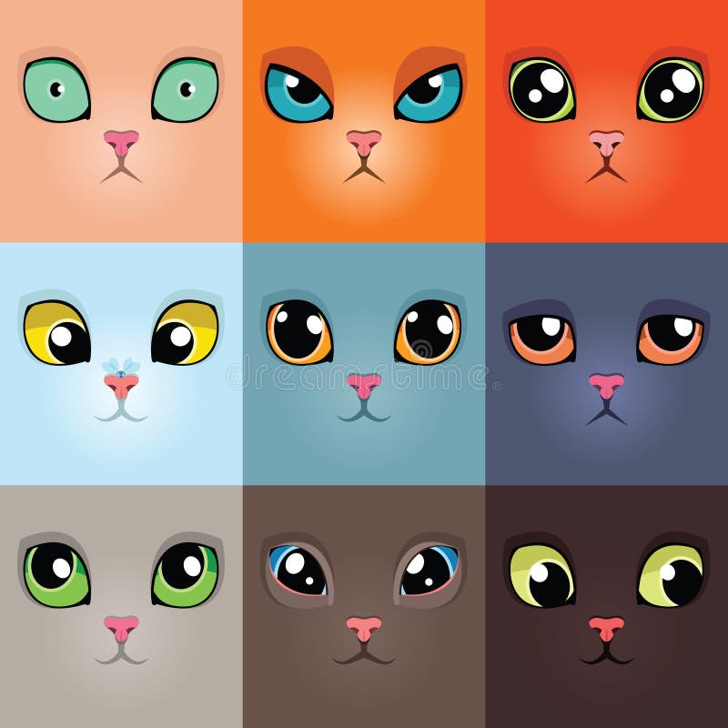 Cartoon cat faces stock illustration. Illustration of icon - 174272127