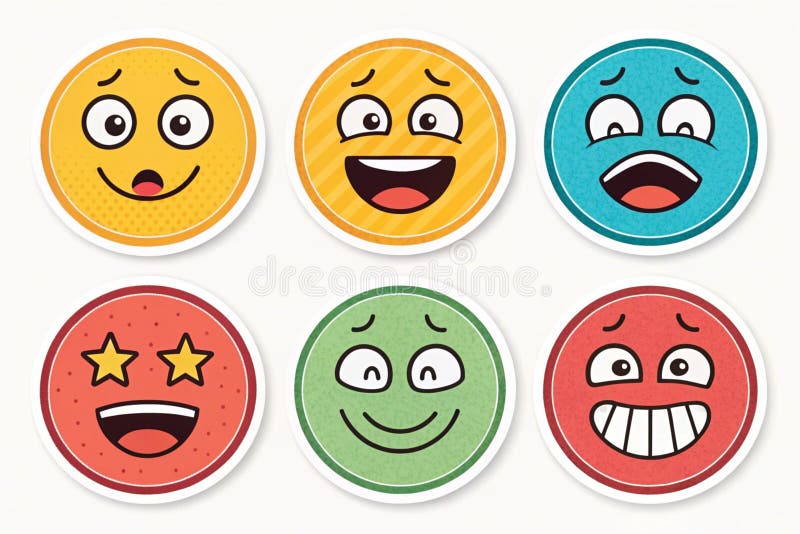Set of Funny Colored Stickers with Different Emotions - Generated by Ai ...