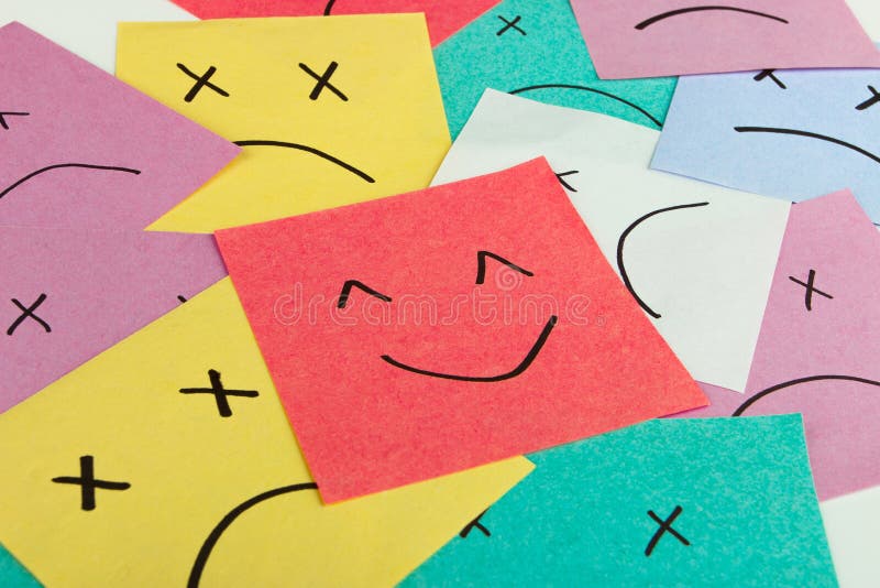 Set of Funny Colored Stickers with Different Emotions Stock Photo ...