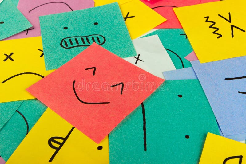 Set of Funny Colored Stickers with Different Emotions Stock Photo ...