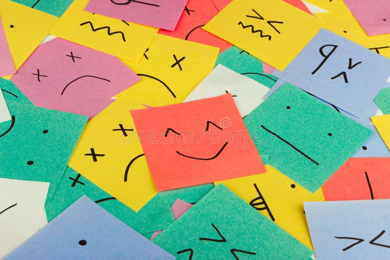 Set of Funny Colored Stickers with Different Emotions Stock Image ...