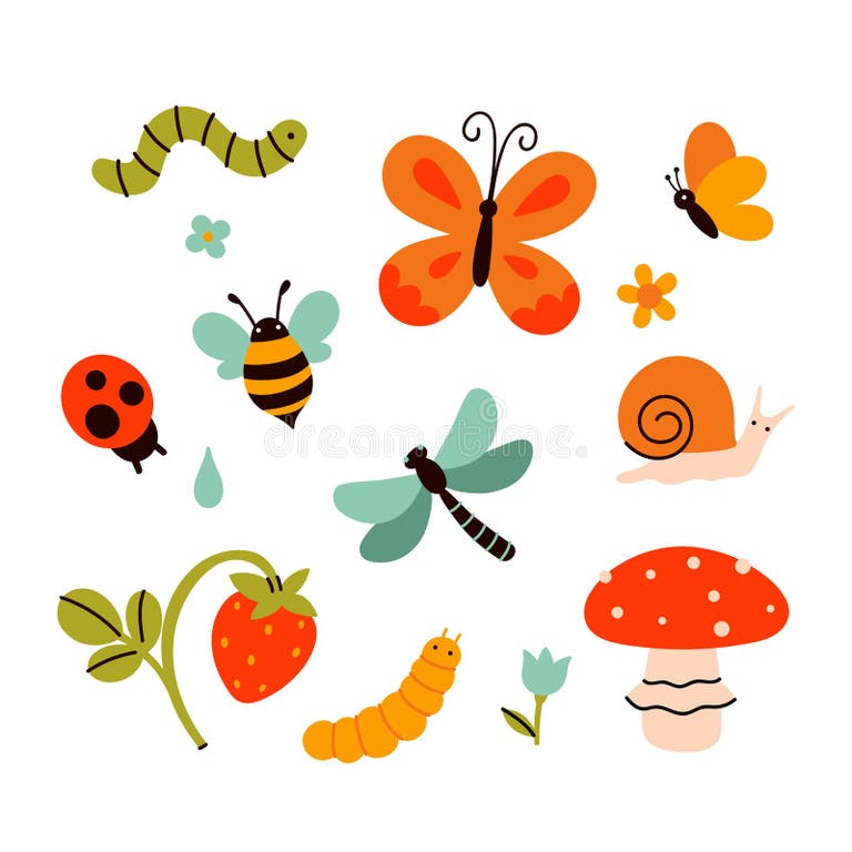 Set of Funny Cute Little Creatures. Vector Graphics Stock Vector ...