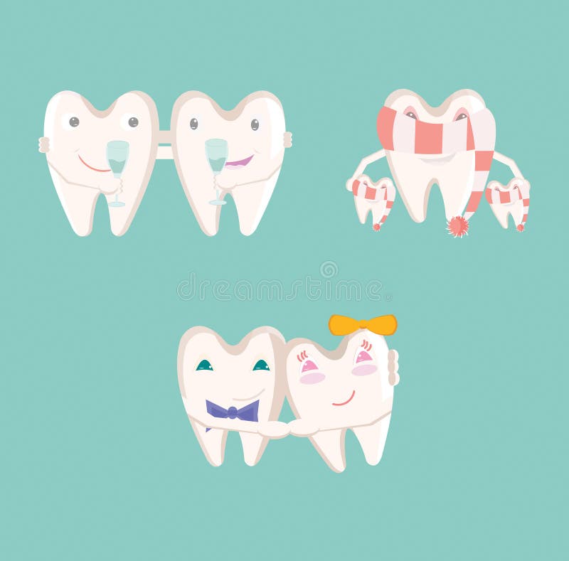 Set of Funny Different Teeth, Collection of Teeth Icons on a Blue ...