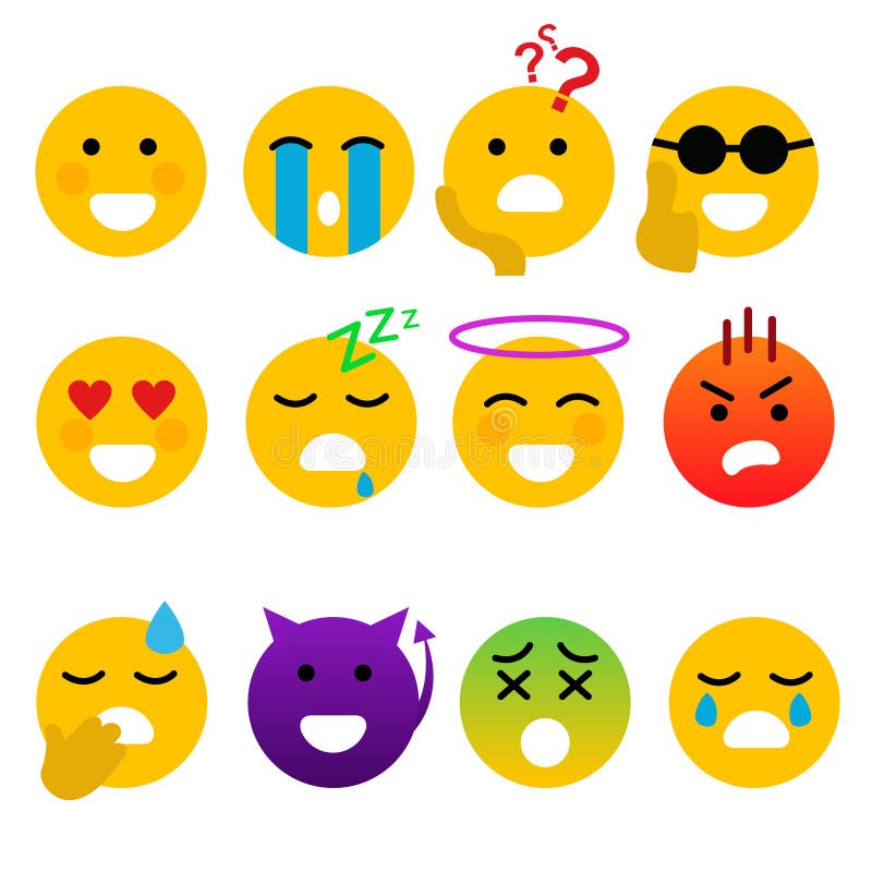 Set of Funny Emoticons Design Stock Vector - Illustration of fork ...