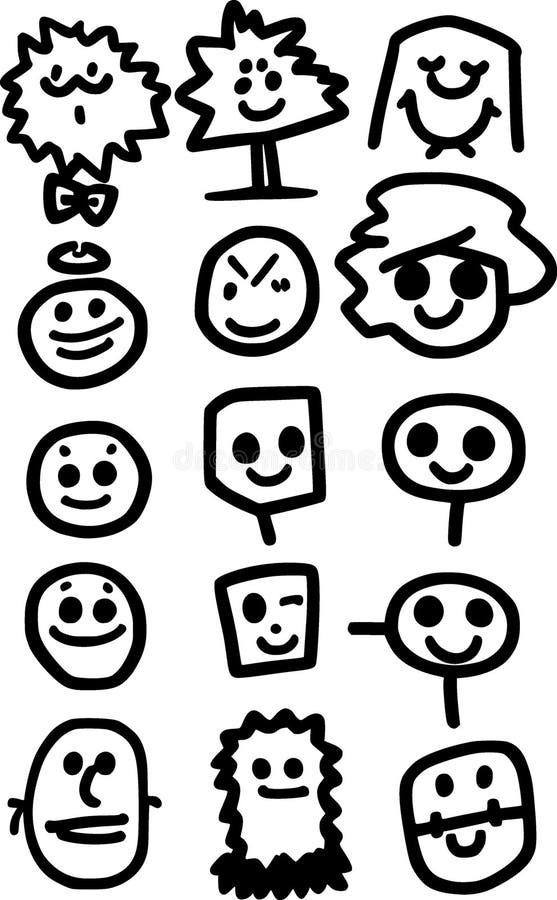 Set of Funny Faces Cartoon, Illustration Stock Illustration ...
