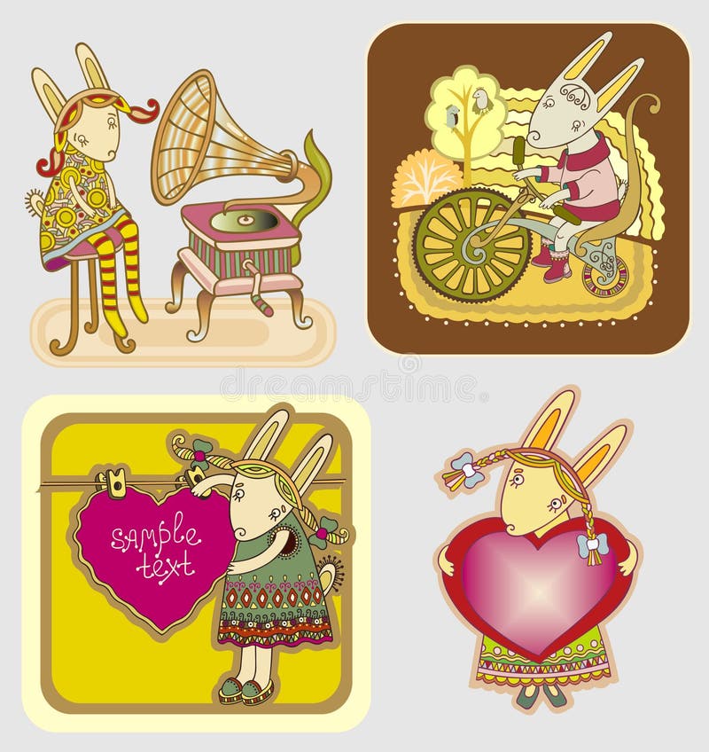 Set of funny hare stock vector. Illustration of cartoon - 44959622