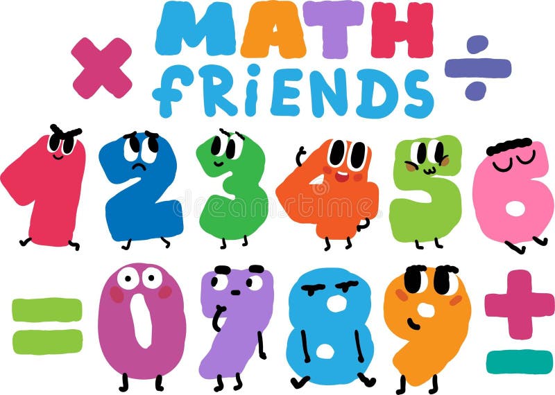 Funny Numbers Cartoon Style Stock Illustration - Illustration of ...