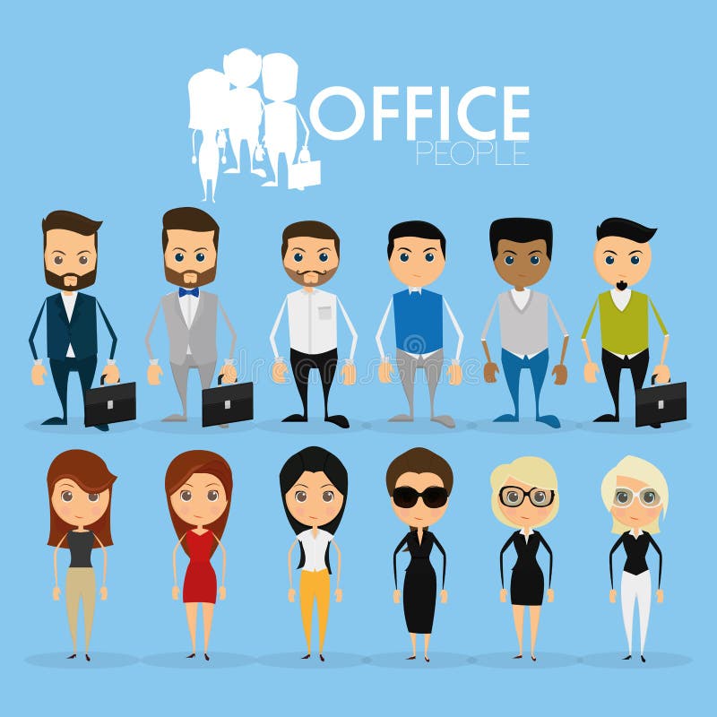 Set of Funny Office Characters Isolated on Background Stock ...