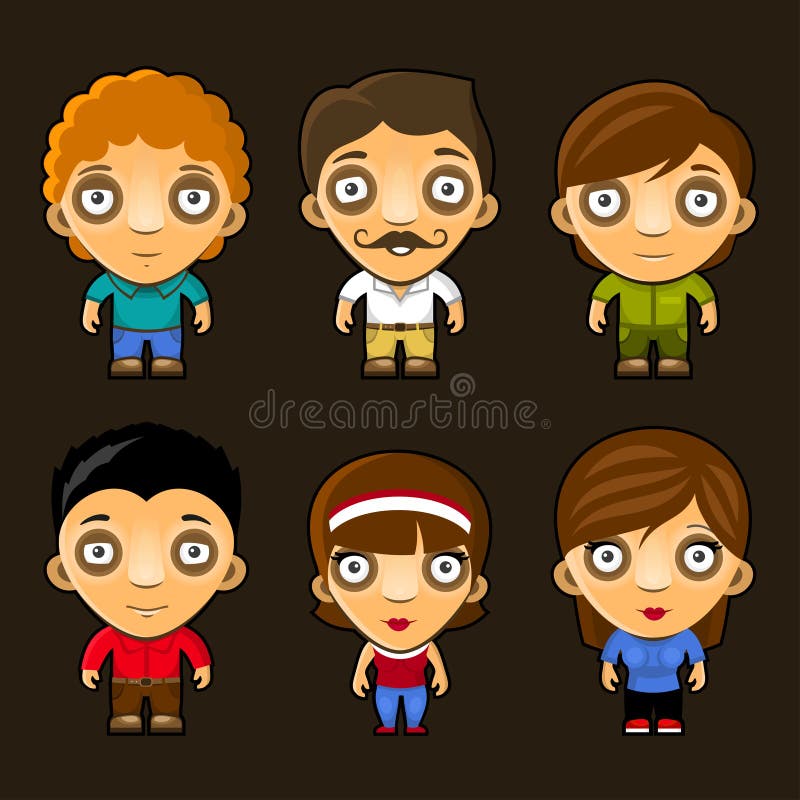 Set Of Funny People. Cartoon Vector Characters. Stock Image - Image ...
