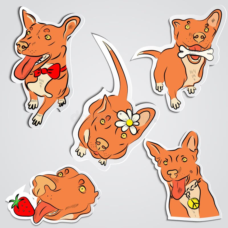 Set of funny red dogs stock vector. Illustration of beautiful - 77369912