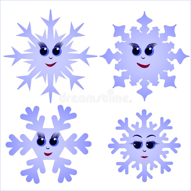 Set of funny snowflakes stock vector. Illustration of collection - 78209617