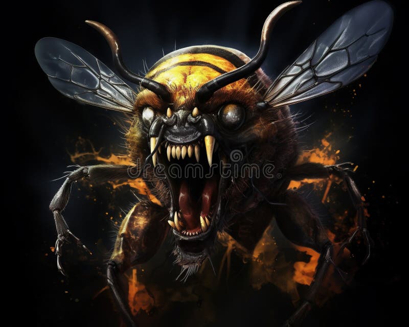 Set of Furious Horror Bees. Stock Illustration - Illustration of majestic, black: 293063902