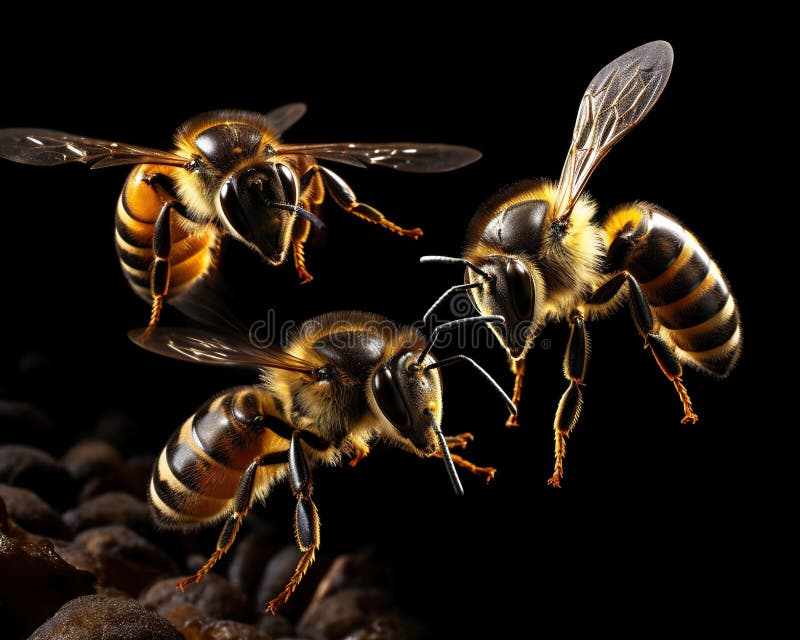 Set of Furious Horror Bees. Stock Illustration - Illustration of ...