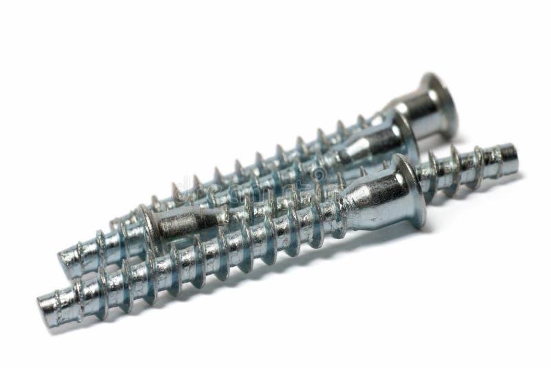 Set of Furniture Screws. Isolated on White Stock Photo - Image of ...