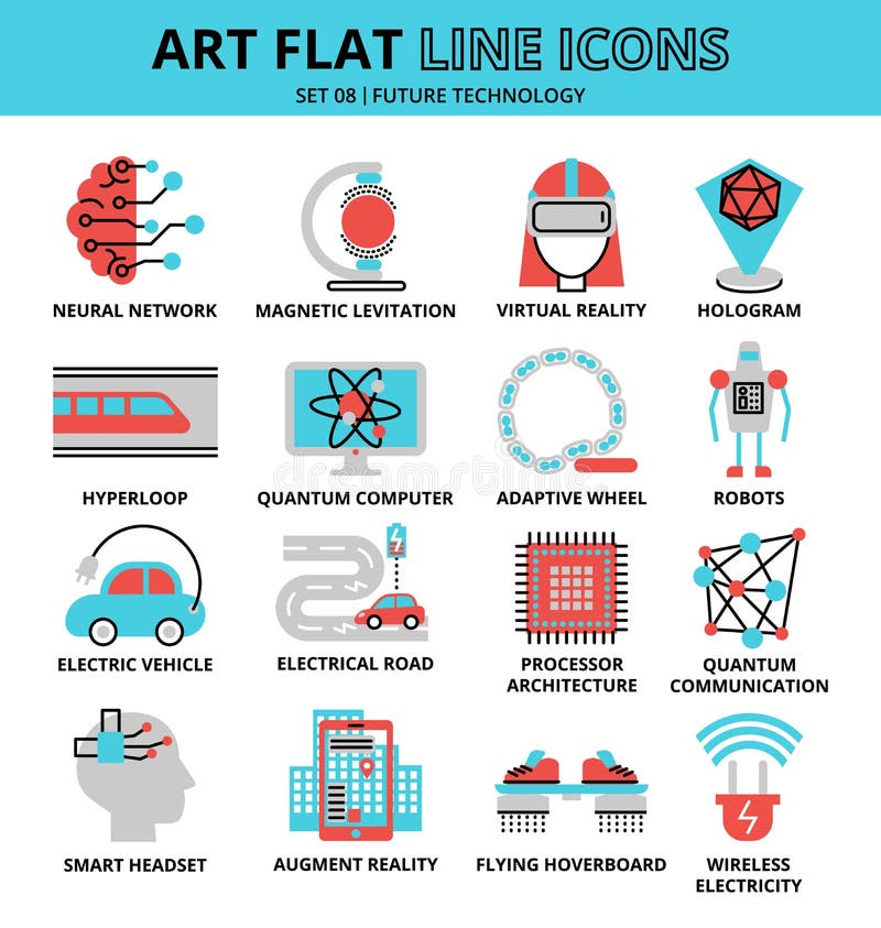 Set of Future Technology Icons Stock Vector - Illustration of hyperloop ...