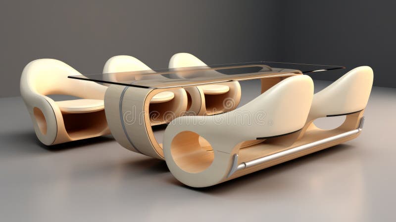 Biomorphic Forms Dining Table with Vray Tracing and Machine Age ...