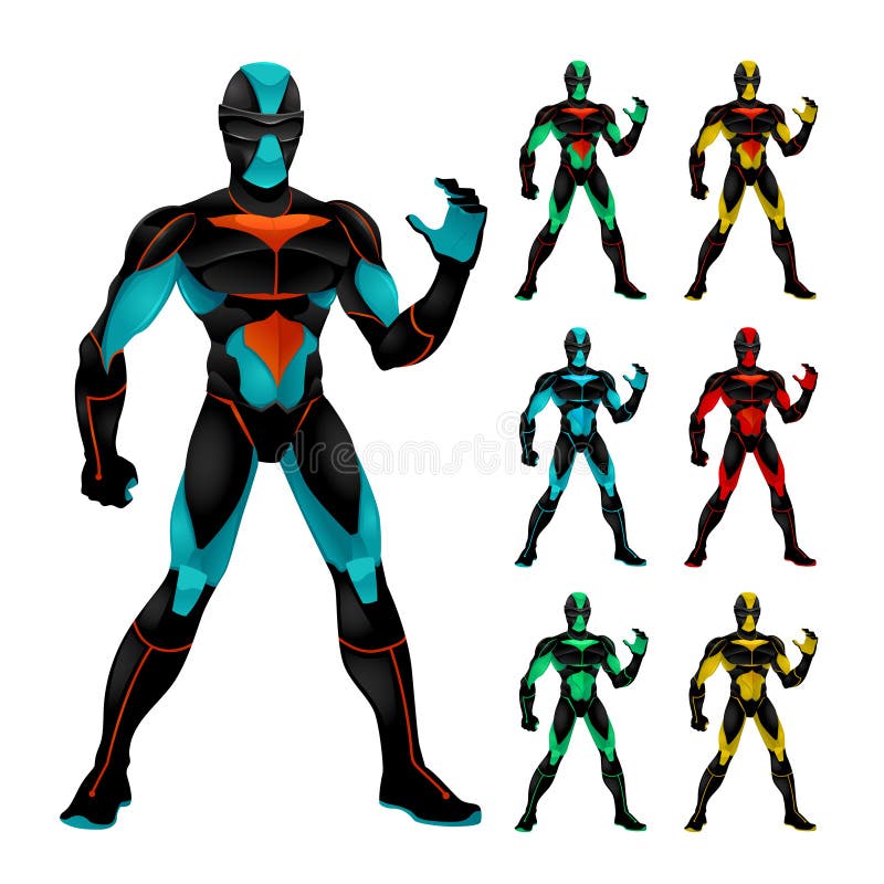 Set of Futuristic Characters. Stock Vector - Illustration of muscle ...