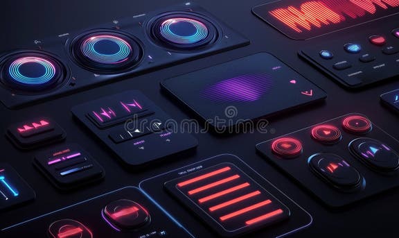 Futuristic Voice Assistant Interface with Glowing Control Panels and ...