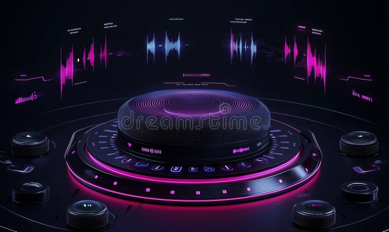Futuristic Voice Assistant Interface with Glowing Control Panels and ...