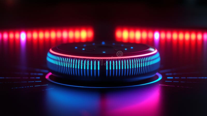Futuristic Voice Assistant Interface with Glowing Control Panels and ...