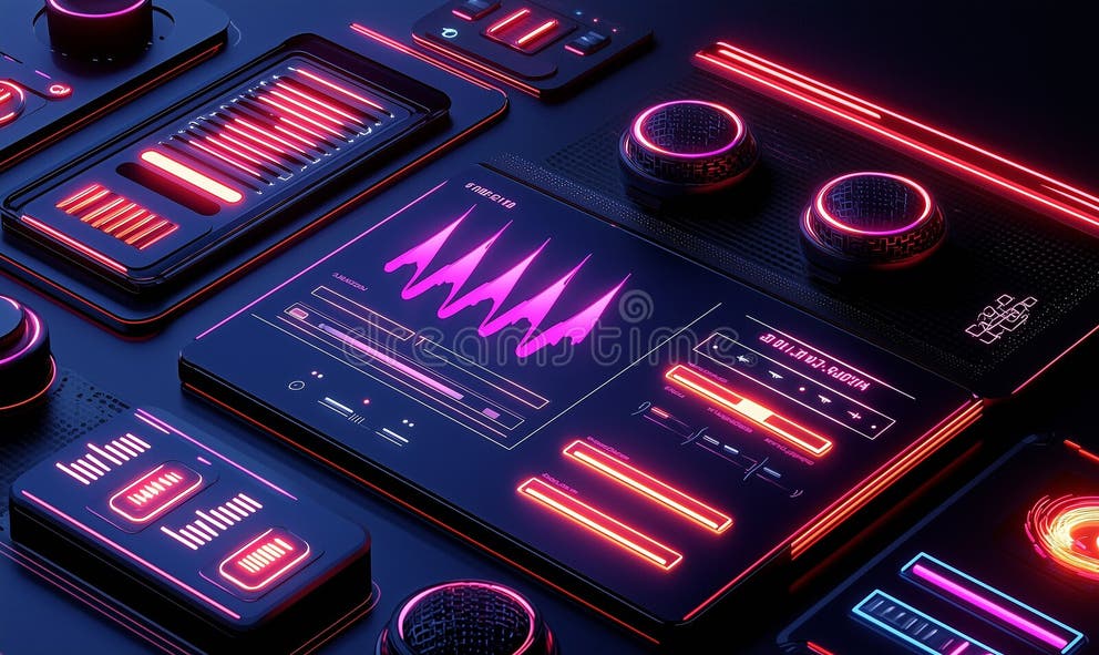 Futuristic Voice Assistant Interface with Glowing Control Panels and ...