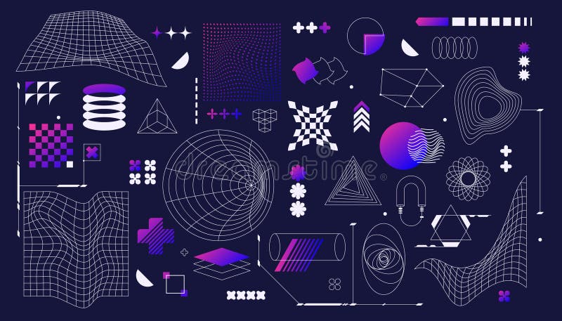 Set of Futuristic Geometry Shapes. Vector Objects Stock Illustration ...