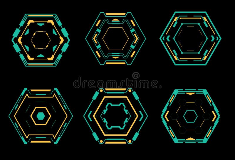 Set of Futuristic Hexagons for Hud Interface Stock Vector ...