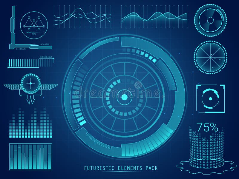 Set of Futuristic HUD Elements. Stock Illustration - Illustration of ...