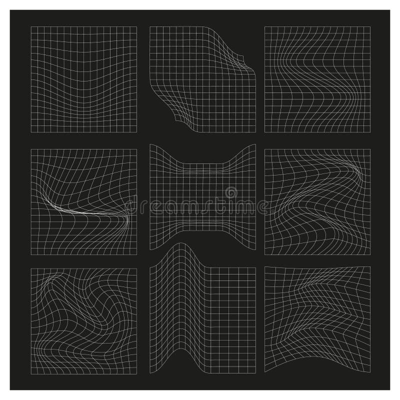 Set of Futuristic Mesh, Perspective, Vector Graphics. Stock Vector ...