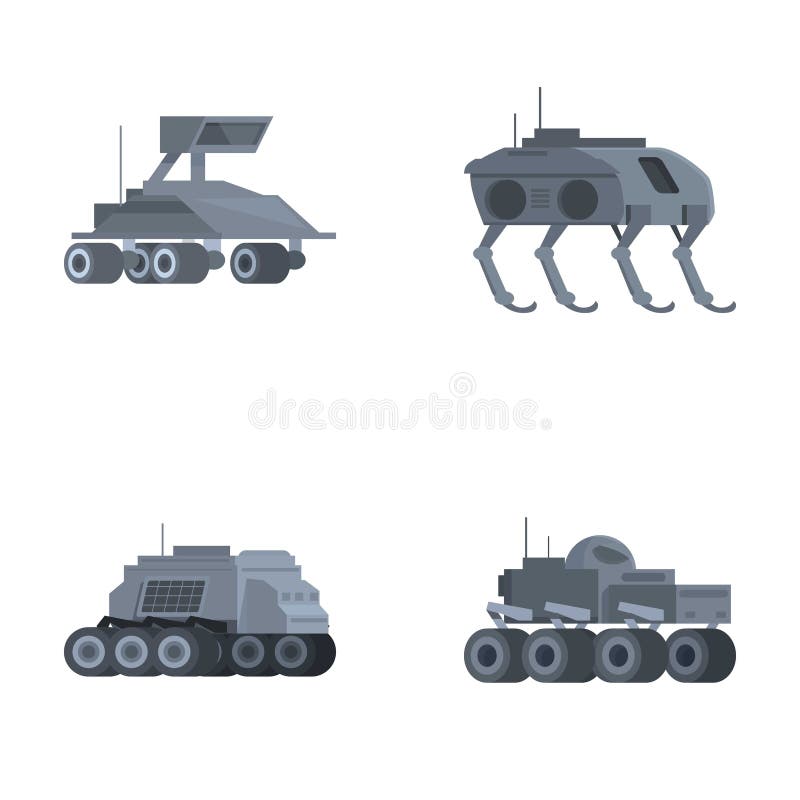 Set of Futuristic Military Vehicles Illustrations Stock Vector ...