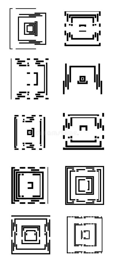 Futuristic GUI Square Aim, Sight, HUD Minimalist Target, Cyberpunk ...