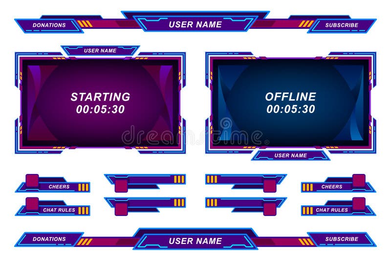 Set Futuristic Stream Overlay Geometric Frames Template Stock Vector ...
