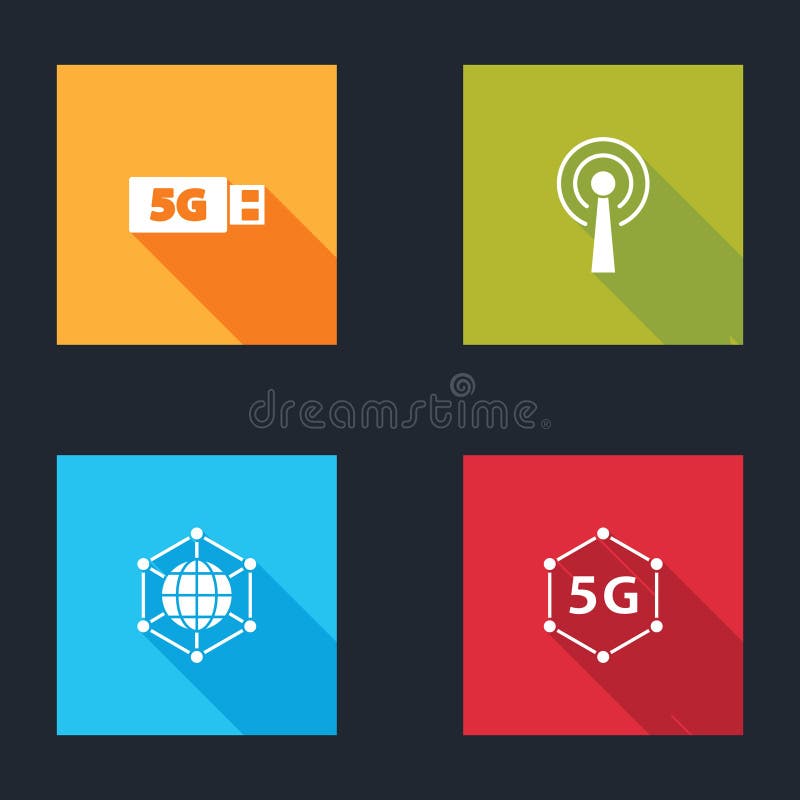 Set 5G Modem, Antenna, Social Network and Icon. Vector Stock Vector ...