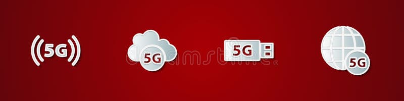 Set 5G Network, Cloud, Modem and Icon. Vector Stock Vector ...