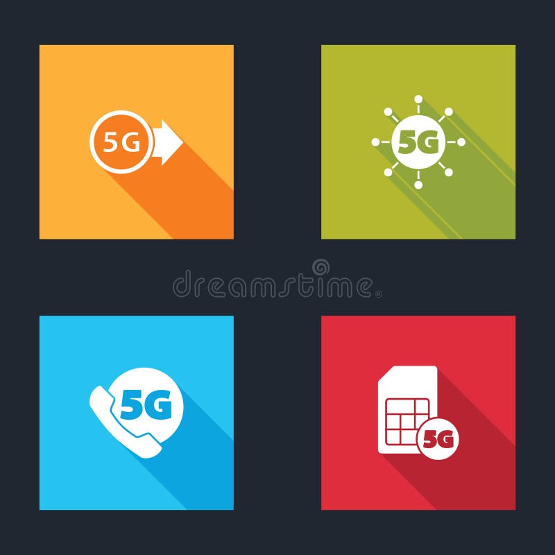 Set 5G Network, , Phone with and Sim Card Icon. Vector Stock Vector ...