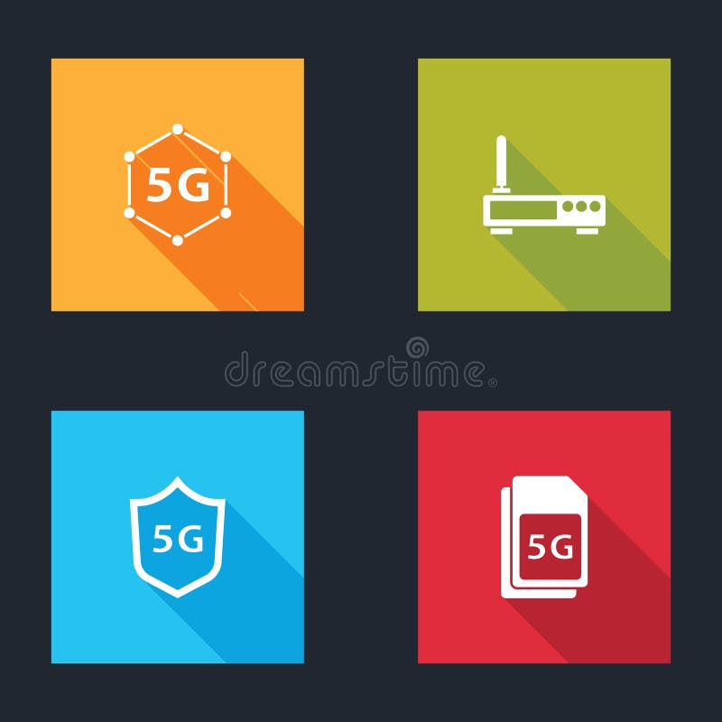 Set 5G Network, Router and Wi-fi Signal, Protective Shield and Sim Card ...