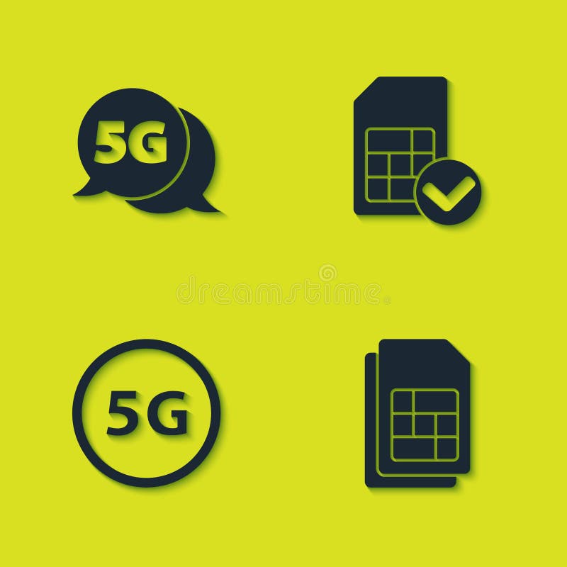 Set 5G Network, Sim Card, and Icon. Vector Stock Vector - Illustration ...