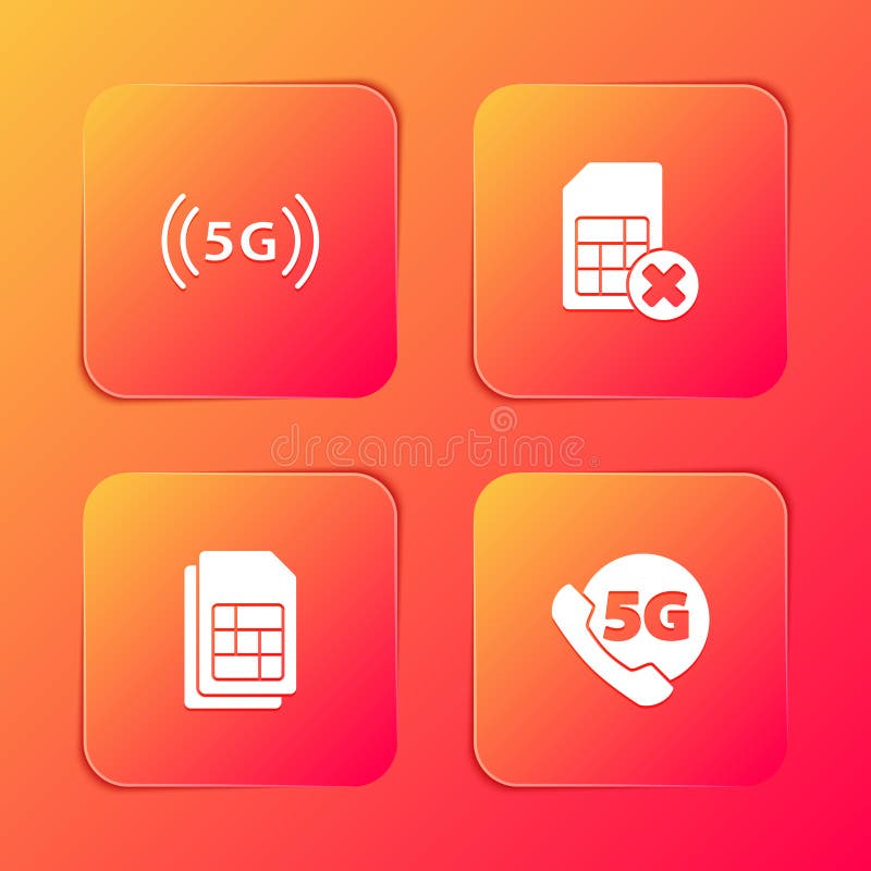 Set 5G Network, Sim Card Rejected, and Phone with Icon. Vector Stock ...