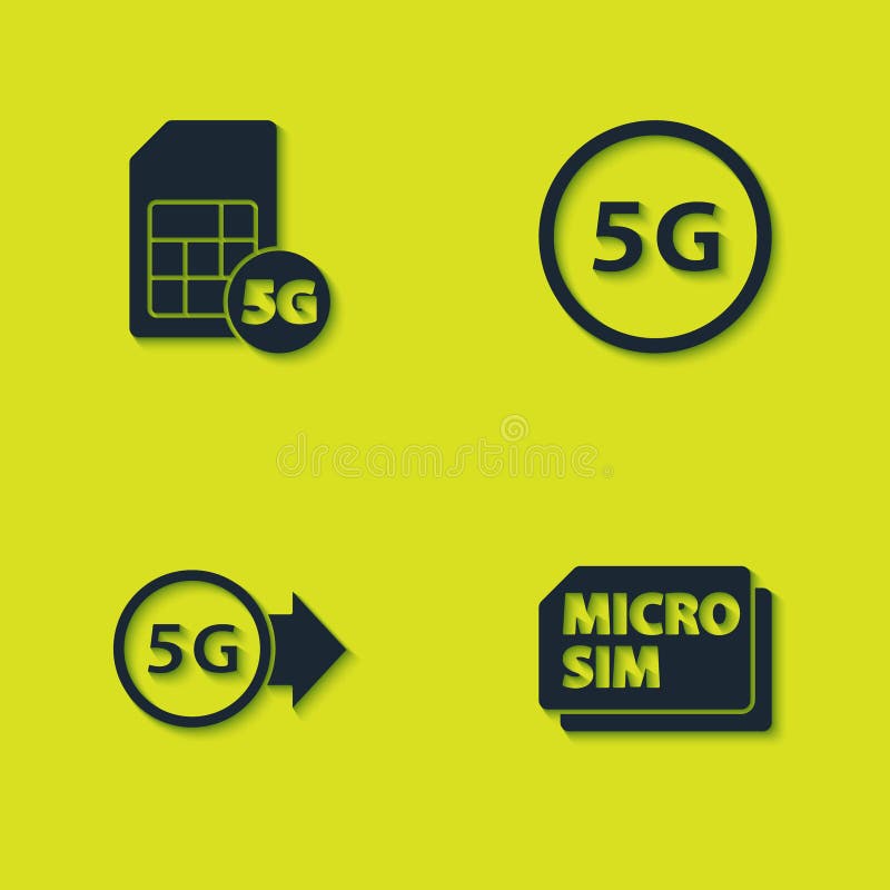 Set 5G Sim Card, Micro, Network and Icon. Vector Stock Vector ...