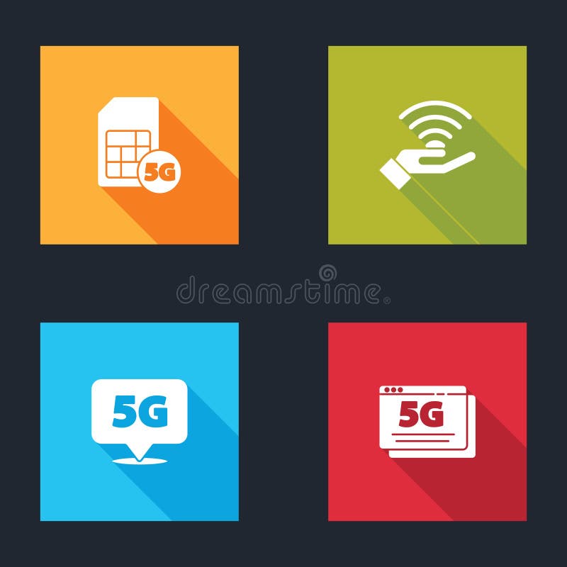 Set 5G Sim Card, Network, Location and Icon. Vector Stock Vector ...