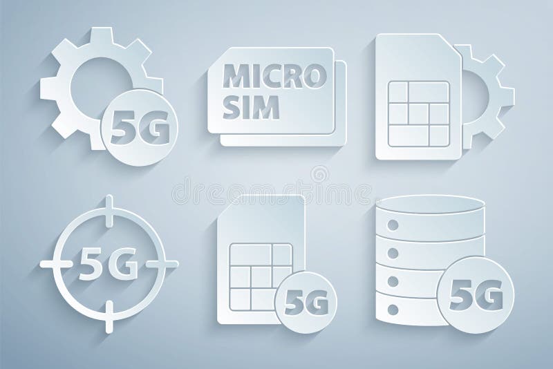 Set 5G Sim Card, Card Setting, Network, Server, Micro and Setting Icon ...